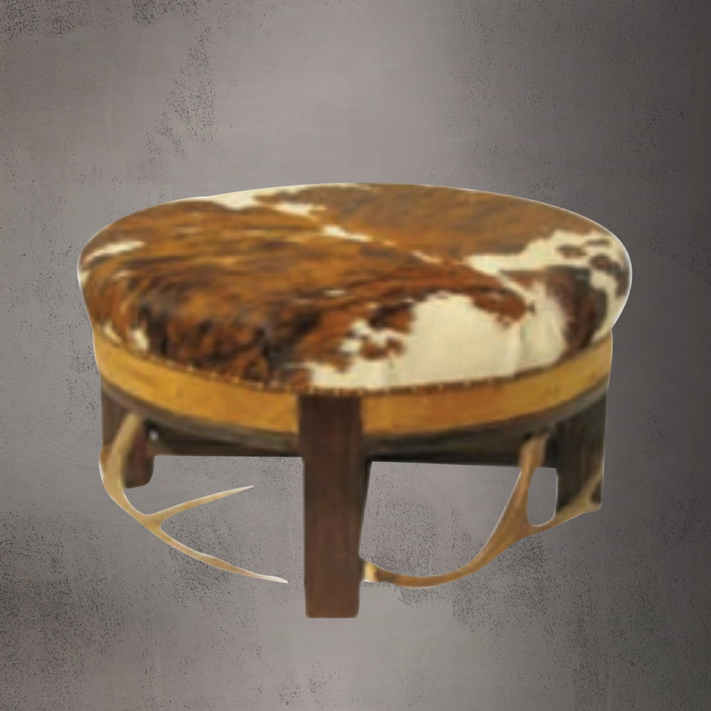 Ottoman w/Cowhide – AntlerWorx